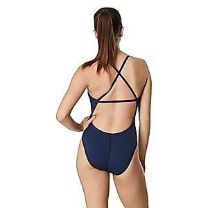 Speedo Women's Swimsuit One Piece Endurance+ Cross Back Solid Adult Team Colors, Navy, 32