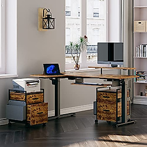 EUREKA ERGONOMIC File Cabinet 2 Drawers, Rolling File Cabinet with Bag for Home Office, Under Desk Rolling File Cabinet, Wood Filing Cabinet, Printer Stand with Storage, Rustic Brown