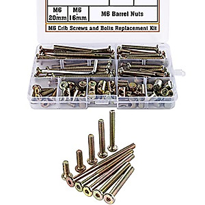Crib Screws Bolts Replacement Hardware Parts Kit M6 Allen Head Bolts Barrel Nuts Compatible with Dream On Me Cribs Synergy Jayden Chelsea Alice Aden Violet Ashton Brody Casco Anna Carson Cape Cod Crib
