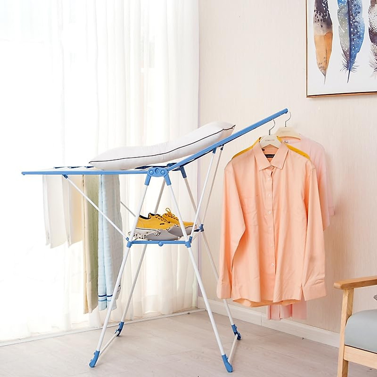 SUMECH Storage Drying Rack Foldable Laundry Clothes Wing-Shape Airer Portable Dryer Hanger Organizer Pole Indoor Outdoor Balcony