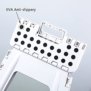 PandaEar Home Folding Step Stool, Lightweight Step Stool with 7.5 Inch Height for Kids, Sturdy Foot Stool for Kitchen, Bedroom, Bathroom & Bathroom- White