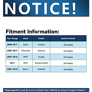 Detroit Axle - Brake Kit for Chevy Traverse GMC Acadia Limited Buick Enclave Saturn Outlook Front and Rear Drilled & Slotted Disc Brake Rotors Ceramic Brakes Pads Replacement 12.80'' inch Front Rotor