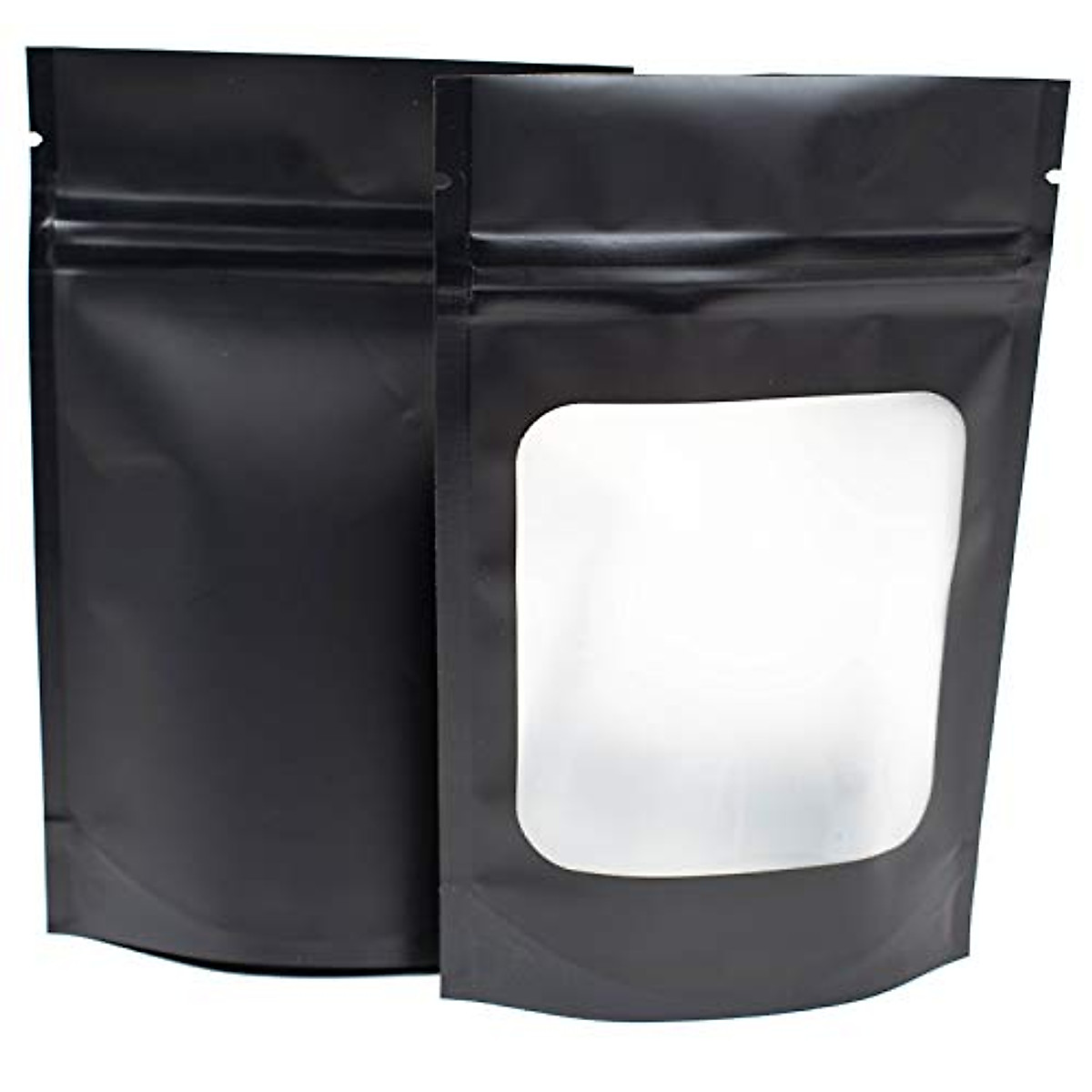 PROGRESS Online » Stand up bottom 110 Pieces Smell Proof Thick Black Mylar Resealable Foil Bags With Window Airtight Ziplock Top Heat Sealable Food Safe Matte Black (4X6 inches)