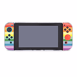 Gay Pride LGBT Rainbow Printed Protective Case Cover Compatible with Switch Game Console Controller with Holder Stand