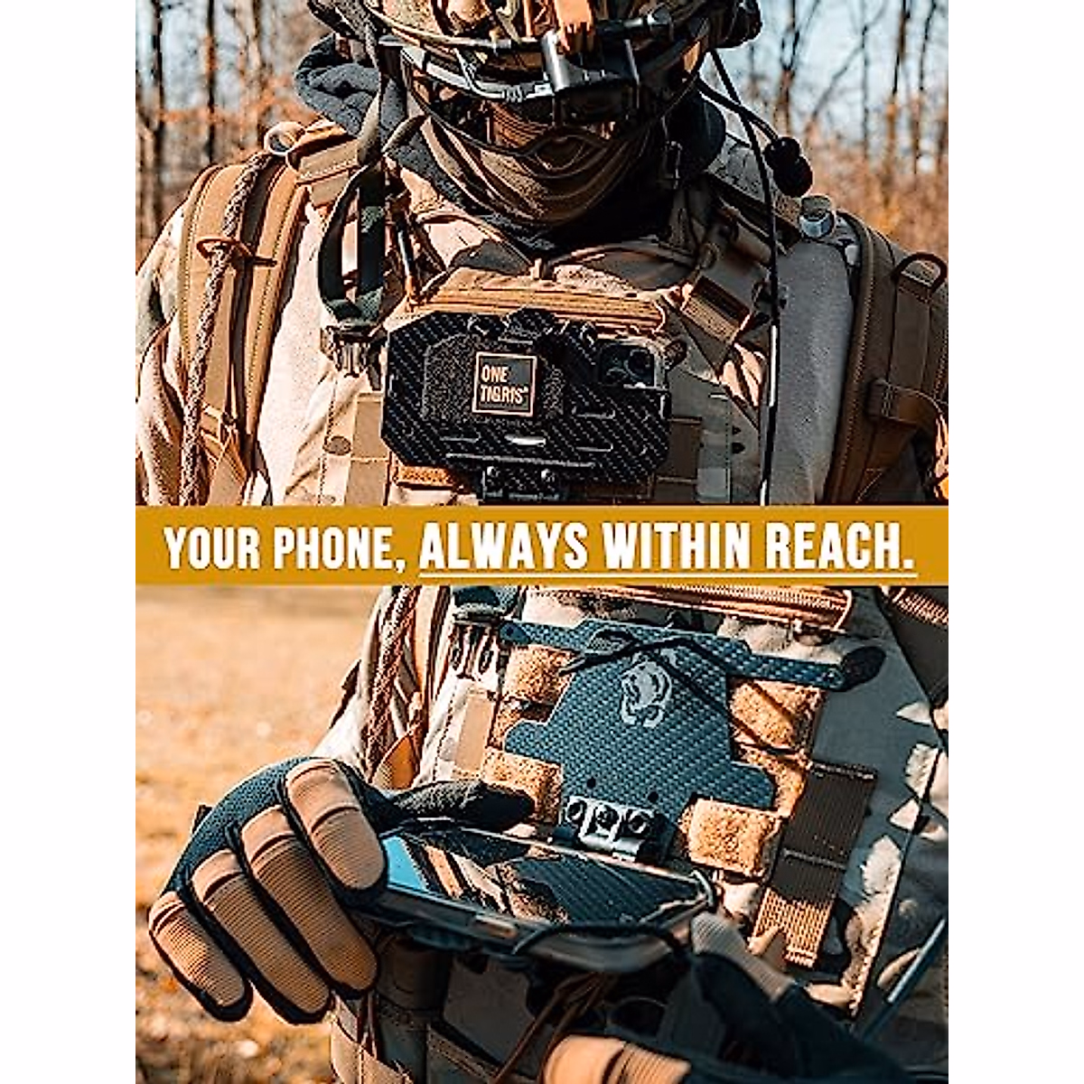 OneTigris Tactical Vest Phone Holder, Universal Chest Cell Phone Board Plate Carrier Phone Mount for Screen Size 4.7"-6.7"