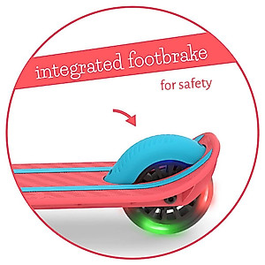 Chillafish Scotti Glow 3-Wheel Lean-to-Steer Scooter with Light-up Wheels, twintip Antislip Deck and Integrated Brake, Adjustable Height Handlebars, Comfy handgrips, for All Ages 3 and up, Red