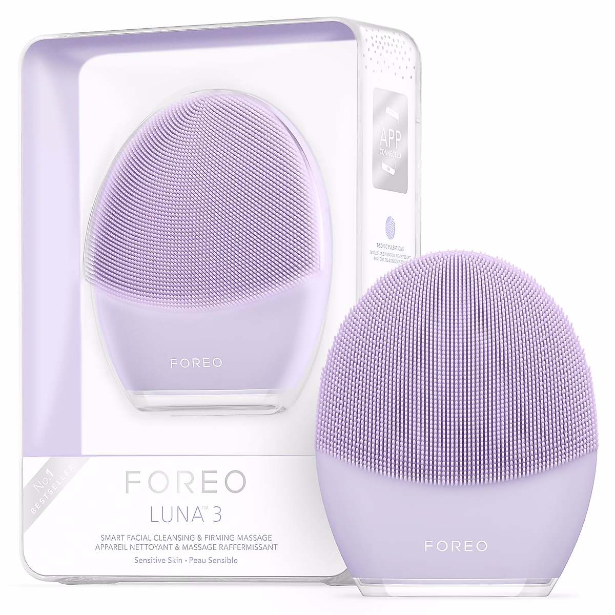 FOREO LUNA 3 Facial Cleansing Brush | Sensitive Skin | Anti Aging Face Massager | Enhances Absorption of Facial Products | For Clean & Healthy Face Care | Simple & Easy | Waterproof