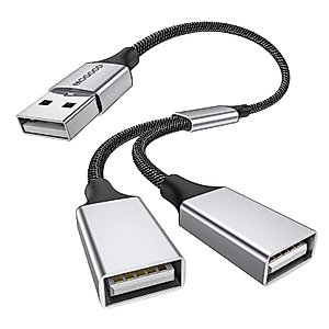MOGOOD USB Splitter Cable USB y Splitter Adapter Dual USB 2.0 Power Cord Extension for Charging/Data Transfer/Laptop/Mac/Car