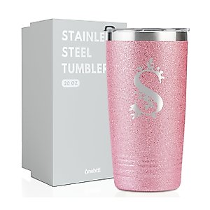 Personalized Tumblers with Lids and Straws for Women, Monogrammed Travel Mugs with Initials, Unique Gifts for Her on Birthdays Xmas, Rose Gold, S