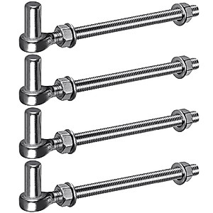 Insaga M12x 10'' J-Bolt Gate Hinge, 304 Stainless Steel Farm Gate Hinge, 4pcs J-Bolt Post Hinge with 5/8" Male Pin for Chain Link Fence Gate