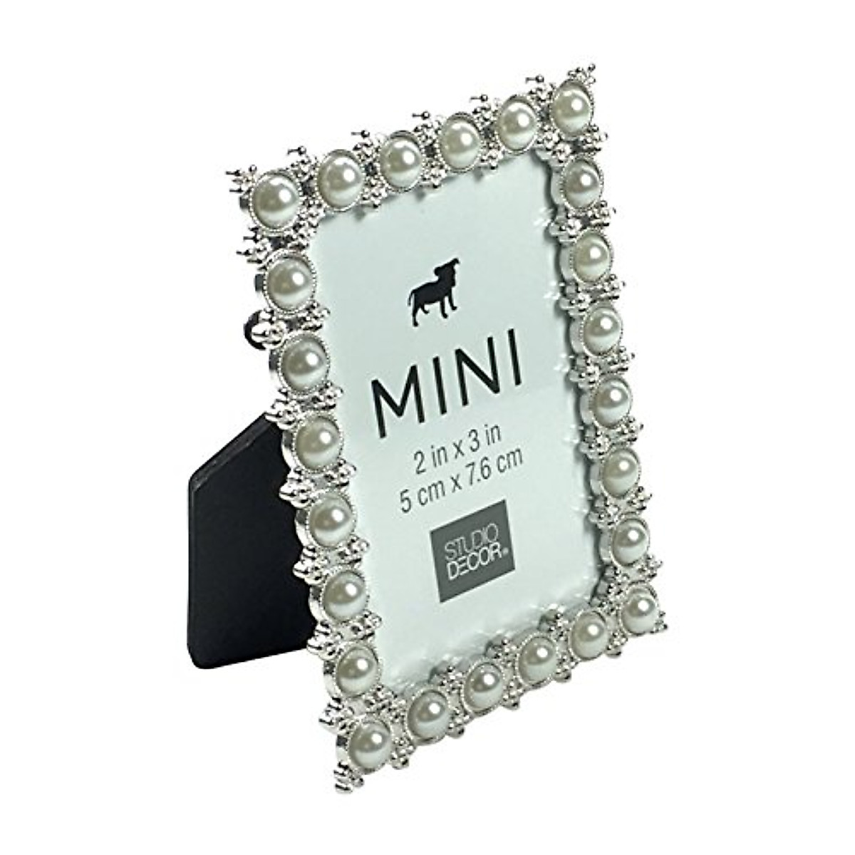 Studio Decor Silver Tone Imitation Pearl Metal Mini Picture Frame, 2 X 3 (Standard Version)