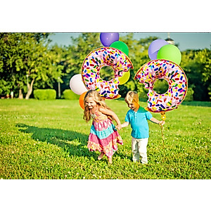 2PCS Donut Balloons Birthday Party Decorations Doughnut Foil Aluminum Balloon for Baby Shower Happy Birthday Graduation Party Supplies