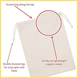 100 Percent Cotton Muslin Drawstring Bags 12-Pack For Storage Pantry Gifts (5 x 7 inch - 12 pack, Beige)