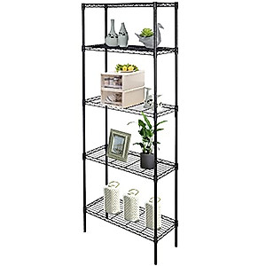 BELANITAS 5 Tier Wire Shelving Unit Adjustable Storage Shelves Heavy Duty Metal Shelf Steel Wire Shelving Rack, 21" L x 11" W x 59" H,Black