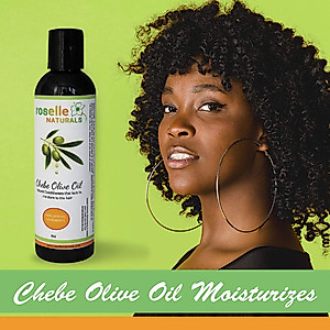 Roselle Naturals Chebe Oil for Hair Growth Made in USA - Chebe Olive Oil Chebe Powder Hair Oils for Hair Growth, Chebe Hair Oil, Chebe Hair Growth Oil, Chebe Leave In Conditioner for Strong Hair, 4 oz