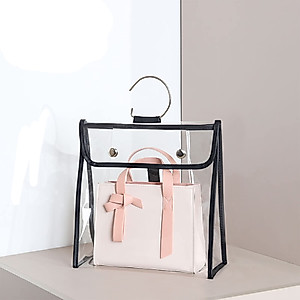 Holgosiu Handbag Dust Bag Clear Handbag Storage Transparent Handbag Organizer Clear Purse Storage Organizer Anti-dust Storage Bag for Closet PVC Handbag Dust Cover Clear Hanging Shelves, 3 Sizes