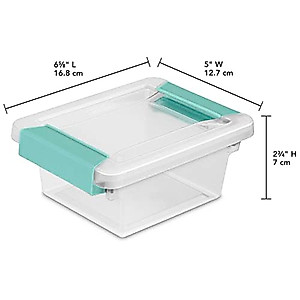 Sterilite Miniature Clip Storage Box w/Latch Lid, 6 Pack, & Large Clip Storage Box w/Latch Lid, 6 Pack for Home, Office, and Workspace Organization