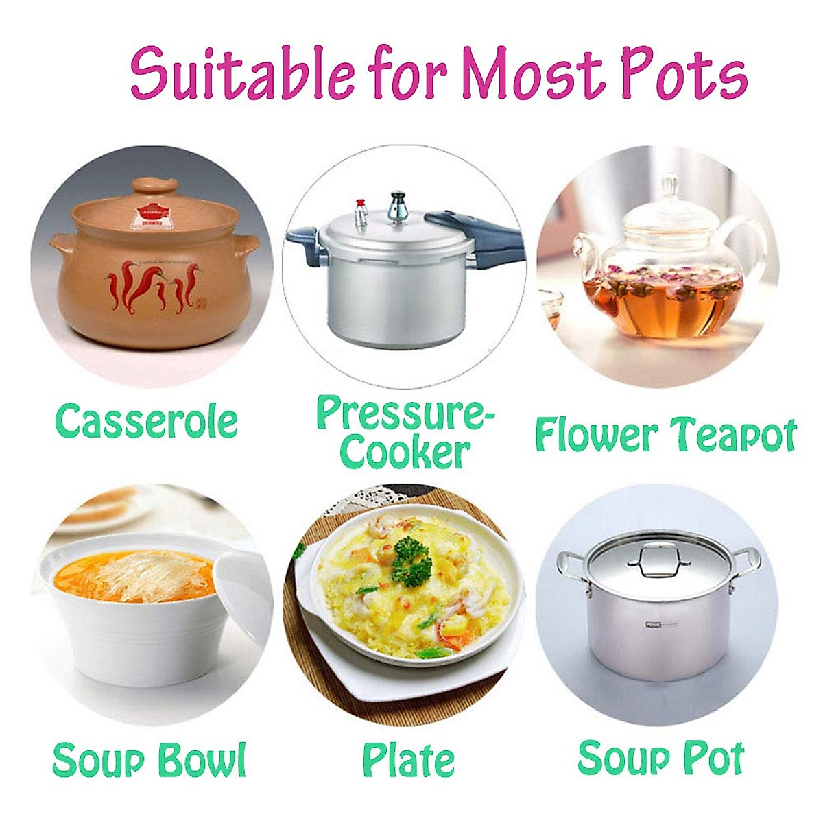 Potholder, Pot TrivetSilicone Pot Holders, Silicone Trivets, Pot Holders Heat Resistant, Hot Pad, Hot Bowl Holder, Jar Opener, Pot Spoon Holder, Non Slip, Dishwasher Available BPA Set of 6 (6.7x7in)