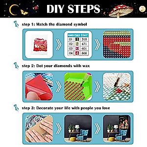 Mushroom Diamond Painting Kits for Adults, 5D DIY Diamond Paintings Kit Frog Diamond Art Kits for Adults Full Drill Gem Painting Kit Diamond Dotz for Home Wall Decor Gifts 12x16incH