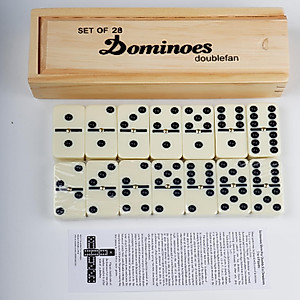 Dominoes Set for Adults, Dominoes Set Double Six, Double 6 Professional Domino Tiles with Spinner in Wooden Box,28 pcs Domino Set 28 Tiles with Natural Wooden Case