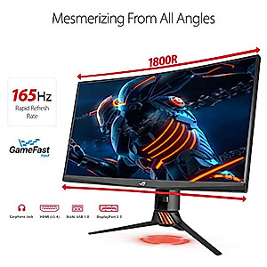 ASUS ROG Swift PG27VQ 27” 1440p 1ms 165Hz DP HDMI G-SYNC Aura Sync Curved Gaming Monitor with Eye Care (Renewed)