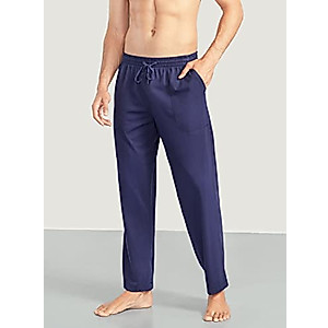 DAVID ARCHY Men's Soft Cotton Pajama Bottom Comfy Knit Pajama Long John Lounge Sleep Pants for Men 2 Pack (XL, Black/Navy Blue)