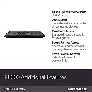 Netgear Renewed R8000-100NAR Nighthawk X6 AC3200 Tri-Band Gigabit Wi-Fi Router (Renewed)