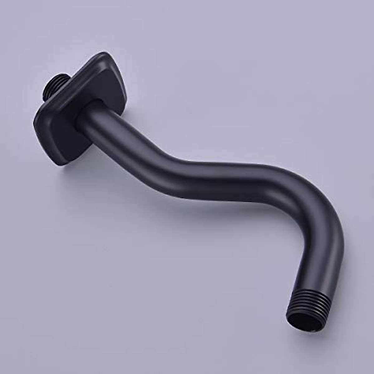 TRUSTMI Curved Shower Arm with Flange, 8-inch S-Shape Stainless Steel Top Shower Head Extension Replacement, Wall Mounted, Matte Black