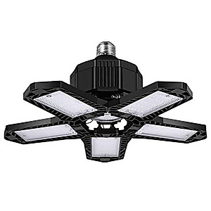 Fuuroottly 2 Pcs LED Five Leaf Garage Light Garage Ceiling Lamp 8000LM Deformation Basement Adjustable High Bay Light 80W & 100W