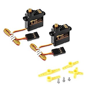 DSPOWER 2PCS 4.3G Mini Servo, RC Micro Digital Servo Motor Metal Gear Coreless Steering Servos for Fixed-Wing Helicopter Airplane Drone 1/24 1/28 RC Car SCX24 Boat Robot Toy