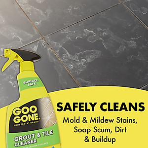 Goo Gone Grout & Tile Cleaner - 28 Ounce - Removes Tough Stains Dirt Caused By Mold Mildew Soap Scum and Hard Water Staining - Safe on Tile Ceramic Porcelain