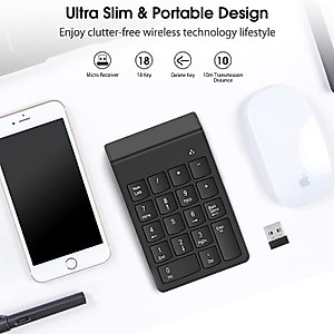 NOOX Efficient Wireless Numpad Numeric Keypad Number Pad for Laptops Computer Desktop Office Accessories Financial Accounting - 10 Key Number Numpad for Business and Everyday Use