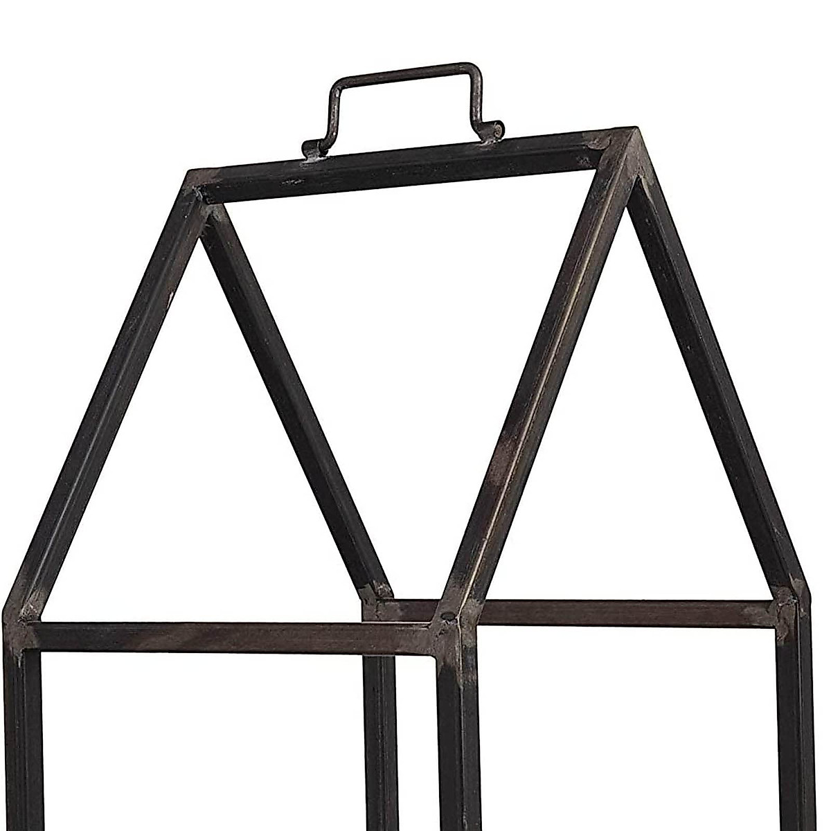 Decorative House-shaped Modern Firewood Rack, Tall Log Stacking Aid for In-and Outdoor Use, Metal Log Rack with Handle