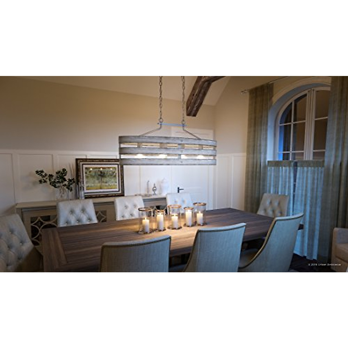 Urban Ambiance Luxury Modern Farmhouse Chandelier, Large Size: 17" H x 38.5" W, with Rustic Style Elements, Galvanized Steel Finish, UHP2477 from The Adelaide Collection