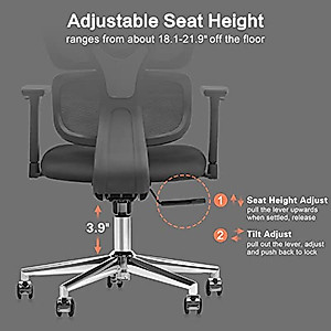 FelixKing Ergonomic Office Chair, Home Office Rolling Swivel Chair Mesh High Back Desk Chair with 3D Adjustable Armrest & Lumbar Support, Swivel Computer Chair with Headrest (Black)