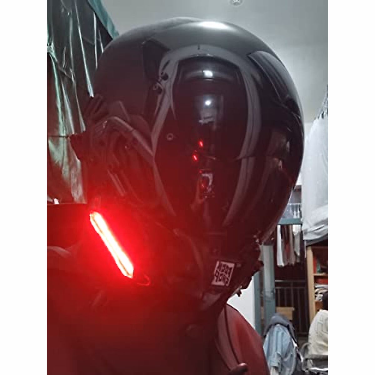 SUIZU Cyberpunk mask for Men, Halloween mask, Cosplay mask, Perfect for parties, music festival accessories, punk masks with lights. Rainproof, anti-fog lenses.Adjustable elastic band design, suitable for any adult.