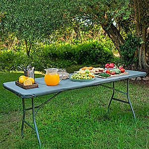 moty Folding Table Cover, Polyester Fitted Waterproof Outdoor Tablecloth Protector with Elastic for Rectangle Picnic Tables, Washable, Wrinkle Resistant, for Patio, Parties, Camping