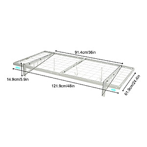 2PCS Garage Storage Racks 2 x 4 ft Garage Shelving Wall Mounted Heavy Duty Garage Storage Shelves Steel Garage Organizer Shelf with Hooks Garage Wall Floating Rack for Shop (White)