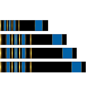 White Water Archery Laminated Black Background Blue Gold Stripe Traditional 17 Crest Arrow Wraps 15 pk Choose Length Width (5.75)