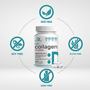 Multi-Collagen 1000mg Bamboo Silica 50mg Hyaluronic Acid 50mg Saw Palmetto 100mg Hydrolyzed Keratin 100mg & Vitamin C & E with Biotin 5000mcg - 11 in 1 Formula for Hair, Skin, Nail & Joint Health