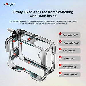 Rszfnjxry Aluminum Frame Cage with Lens Silicone Case for Insta360 GO 3,Metal Protective Durable Housing Case with Cold Shoe Mount (Model Number 2)