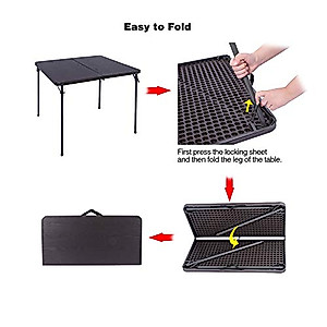 Lineslife Square Folding Card Table Portable with Collapsible Legs, 34'' Fold in Half Small Card Table for Outdoor Indoor, Lightweight Compact for Camping Dining Party, Brown