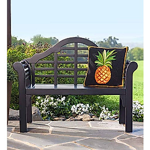 Plow & Hearth 62A79-BK Lutyens Eucalyptus Wood Garden Bench, Black