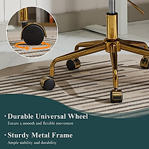 NIOIIKIT Office Chair, Adjustable Swivel Desk Chair with Woven Back, Velvet Upholstered Computer Chair with Wheels, Modern Makeup Chair for Office,Living Room