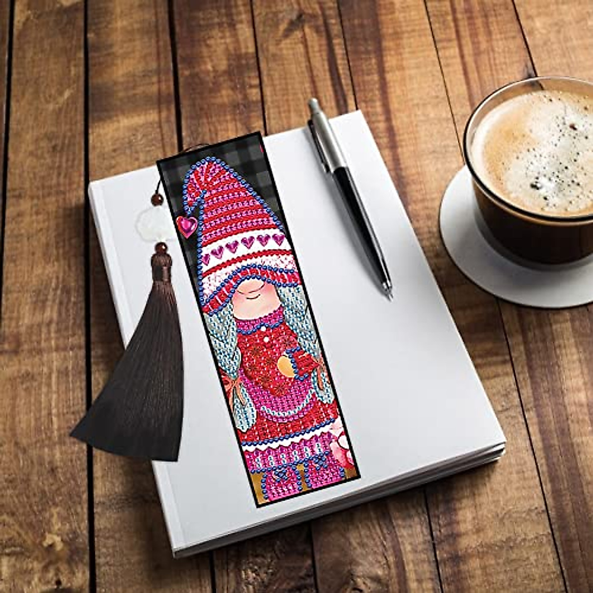 sikiwind Diamond Painting Bookmark, 5D DIY Tassel Bookmark Mosaic Embroidery Craft Bookmark Special Shaped Diamond Painting Creative Leather Bookmarks with Tassel