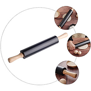 Baking Rolling Pin Wooden Rolling Pin Dough Roller for Making Pizza Cookie Pastry Pasta Dumpling and Dough (Black) Wood Rolling Pin