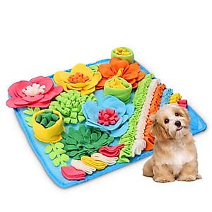 ORIA Snuffle Mat for Dogs, Interactive Sniff Mat for Boredom, Slow Eating, Keep Busy, Encourages Natural Foraging Skills, Dog Puzzle Toys for Dogs Cats Rabbits, 15x15 inch