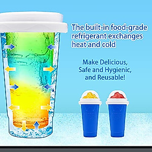 Slushy Cup Slushie Cup Maker, Slushy Maker Cup Magic Frozen Squeeze Ice Cup Tiktok Cool Stuff,Slushie Cups with Lids And Straws,Slush Cup Summer Homemade DIY Smoothies Slushies Cups Slushy Machines (blue)