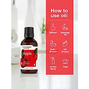 Horbäach Apple Fragrance Oil | 1 Fl Oz (30ml) | Premium Grade | for Diffusers, Candle and Soap Making, DIY Projects & More