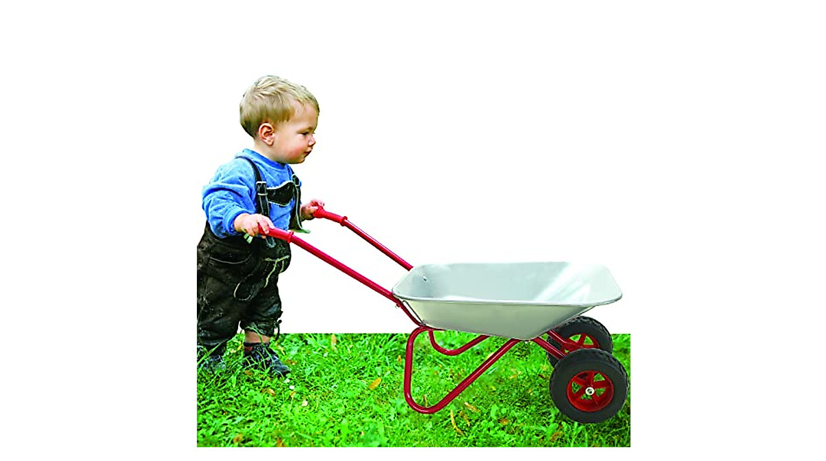 Durable 2-Wheel Metal Kid Wheelbarrow Toy for Toddlers